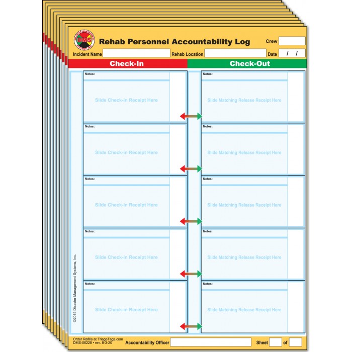 Fire REHAB Personnel Accountability Log Receipt Holder