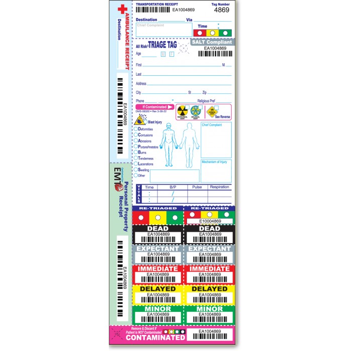 All Risk® SALT Triage Tag, Non-Wristband