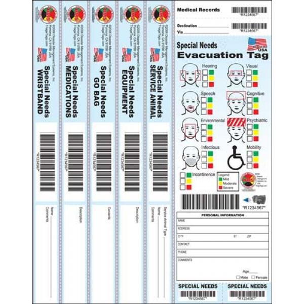 Special Needs Evacuation Tag