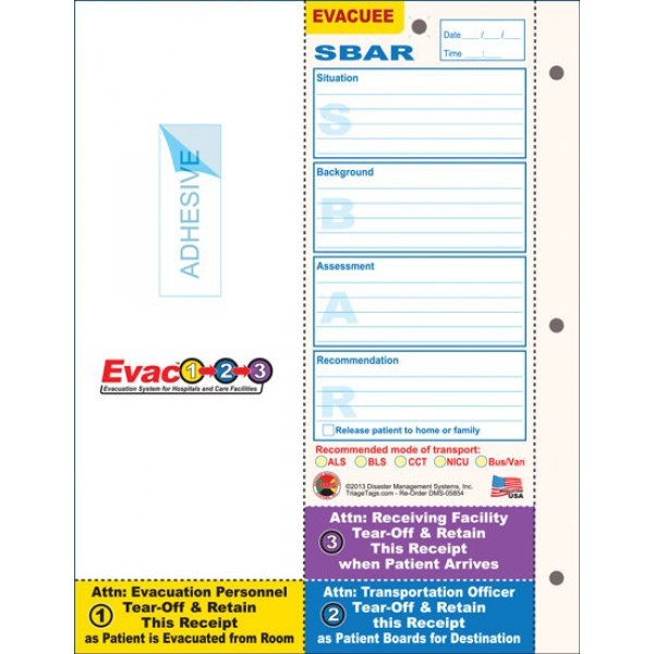 Evac123 Patient Evacuation Tag